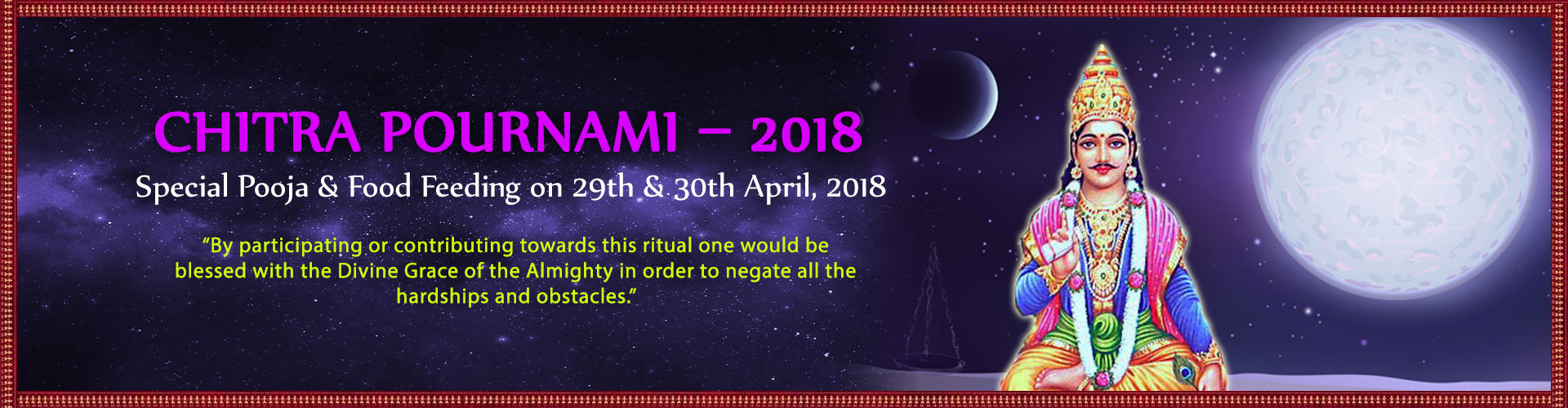 Chitra Poornima 2018 | Chitra Pournami 2018 pooja, rituals, food feeding